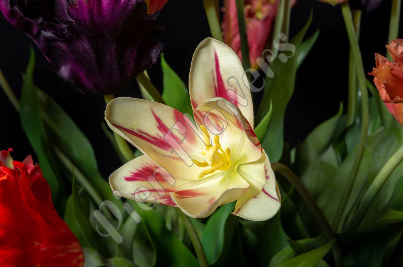 Zijde bloemen kunstbloemen arrangement mat witte Chubby pot polspotten ...